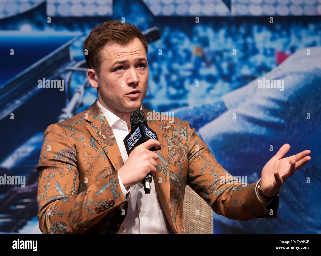 Seoul, South Korea. 23rd May, 2019. Actor Taron Egerton attends a press ...