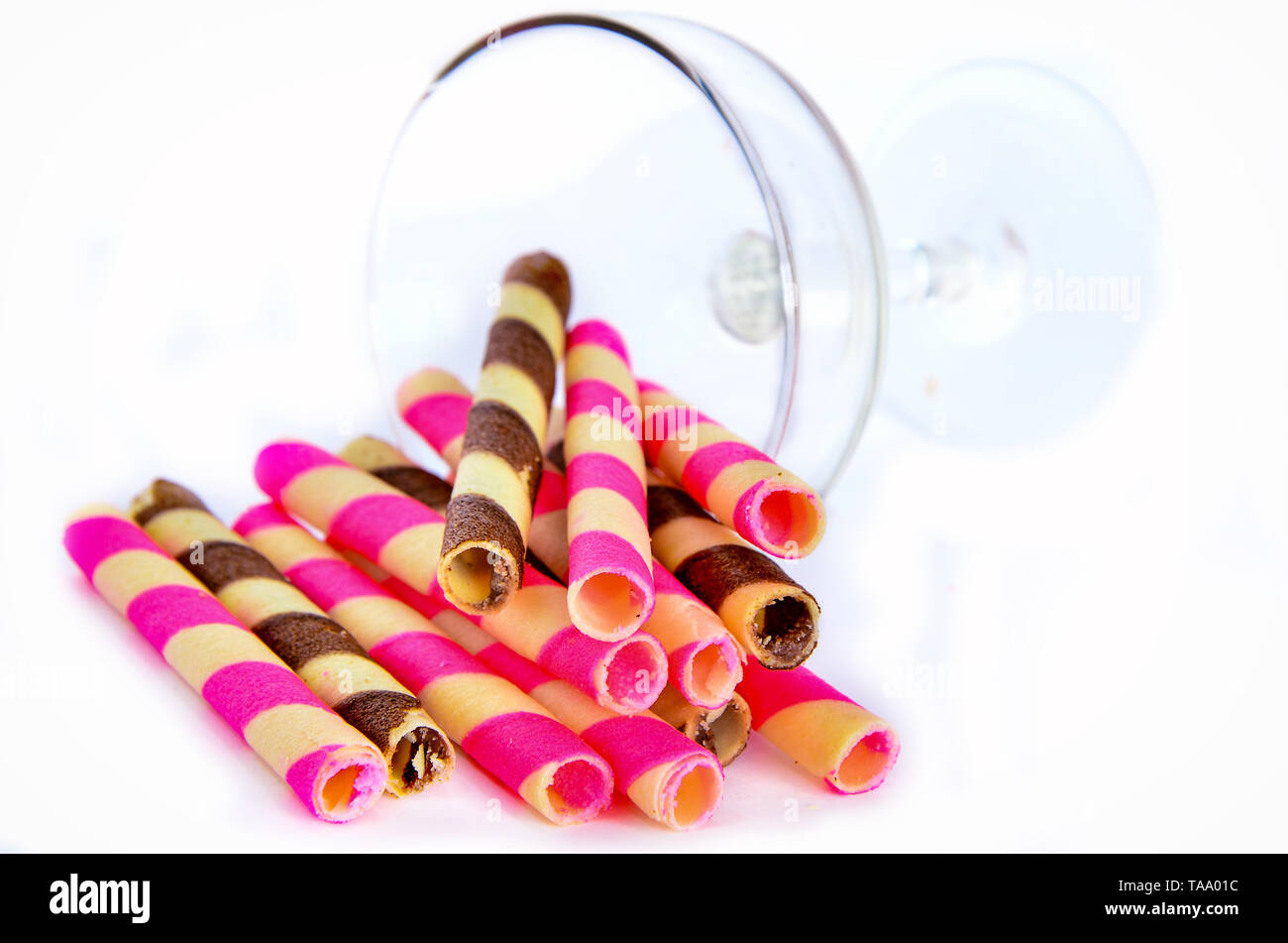 Many sweet color in glass on white background Stock Photo - Alamy