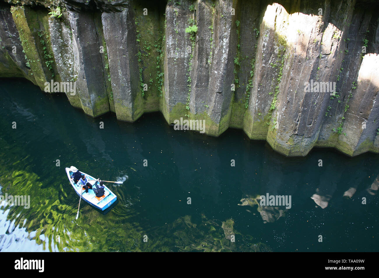 tourist rowboat on river at Takachiho gorge Miyazaki Japan Stock Photo ...