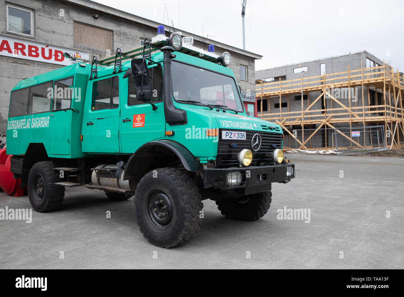 Mountain rescue vehicle in Isafjordur, Iceland Stock Photo - Alamy