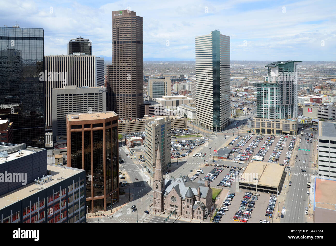 Aerial View of the Denver, Colorado Skyline Stock Photo - Alamy