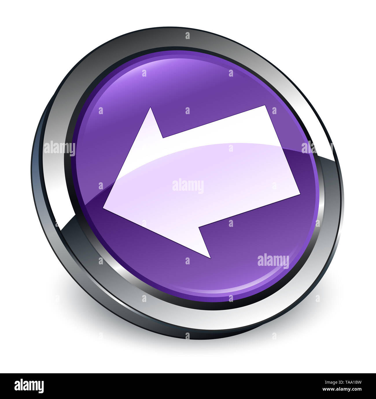 Back arrow icon isolated on 3d purple round button abstract ...