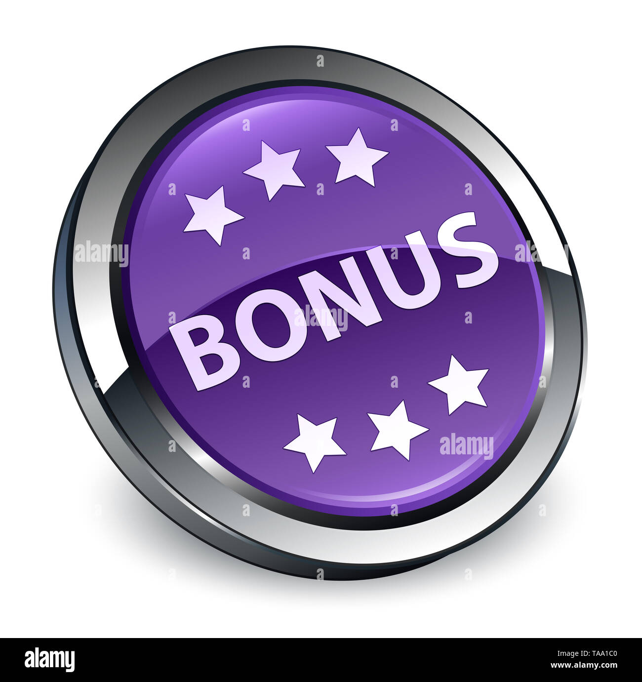 Bonus icon isolated on 3d purple round button abstract illustration ...