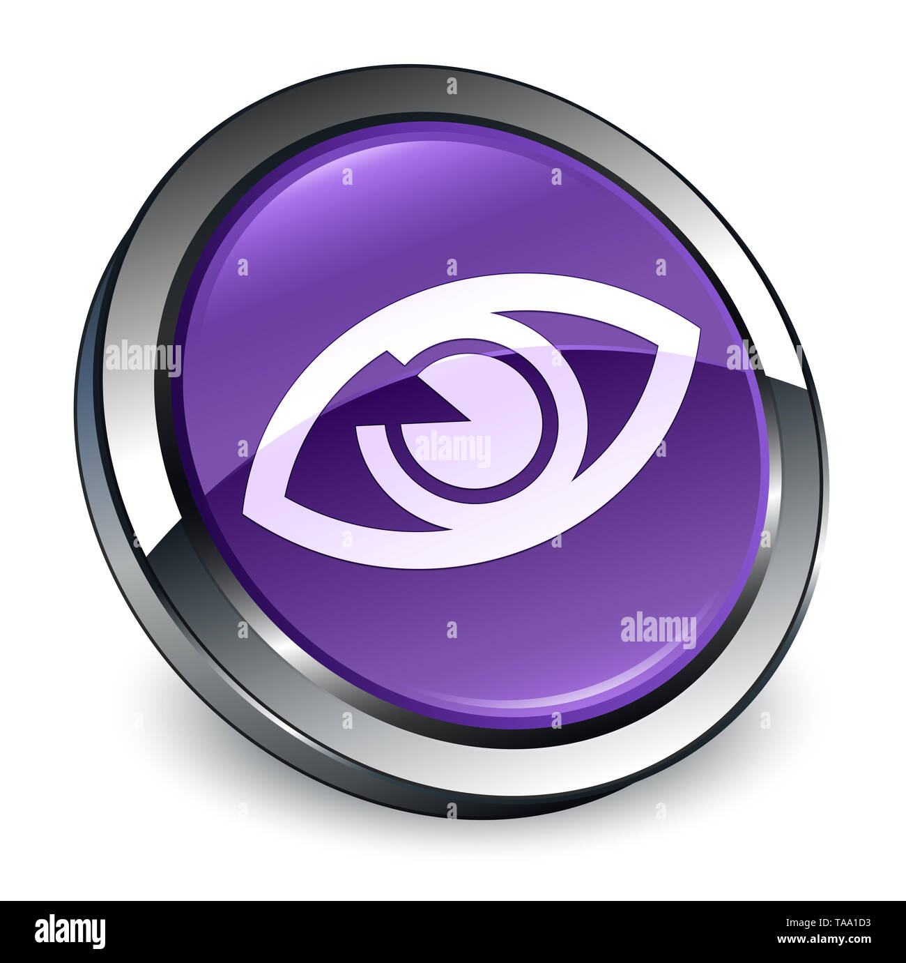 Eye icon isolated on 3d purple round button abstract illustration Stock ...