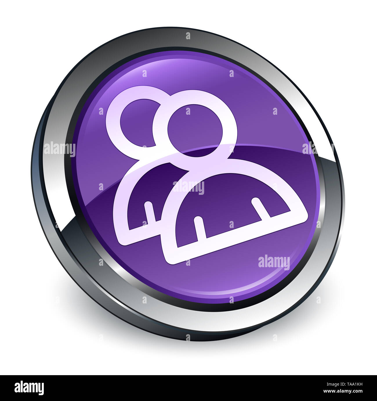 Group icon isolated on 3d purple round button abstract illustration ...