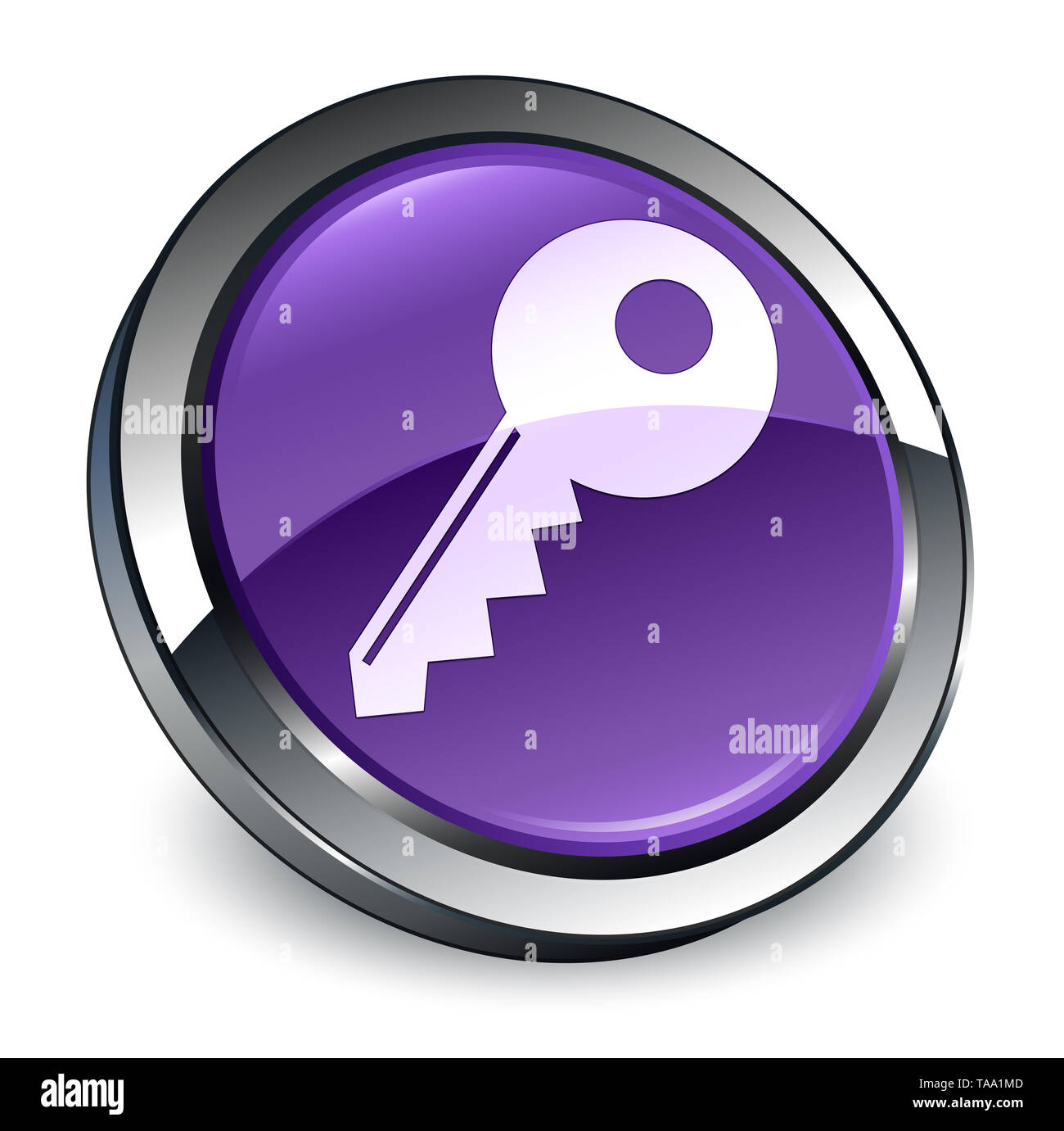 Key icon isolated on 3d purple round button abstract illustration Stock ...