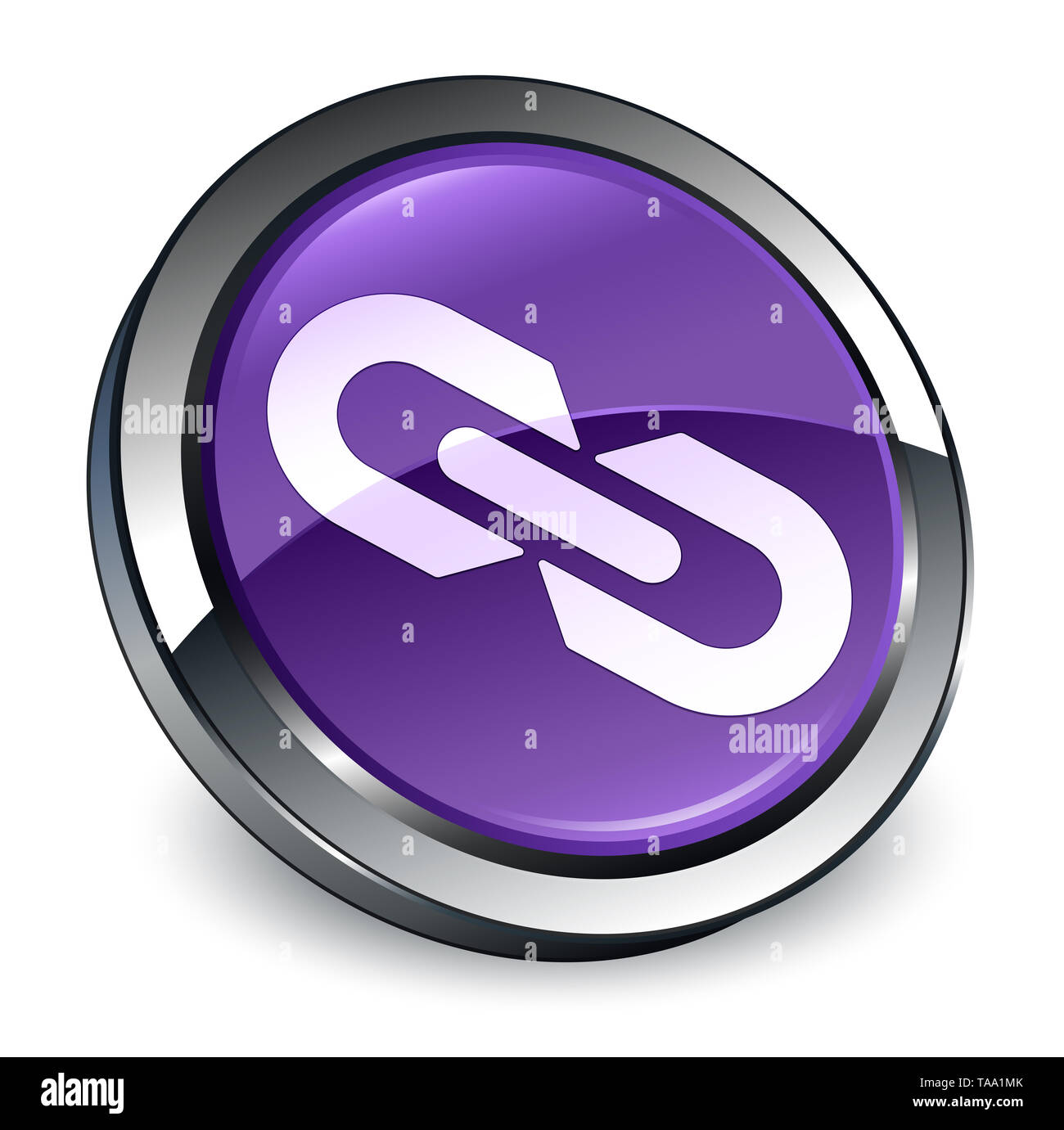 Link icon isolated on 3d purple round button abstract illustration ...