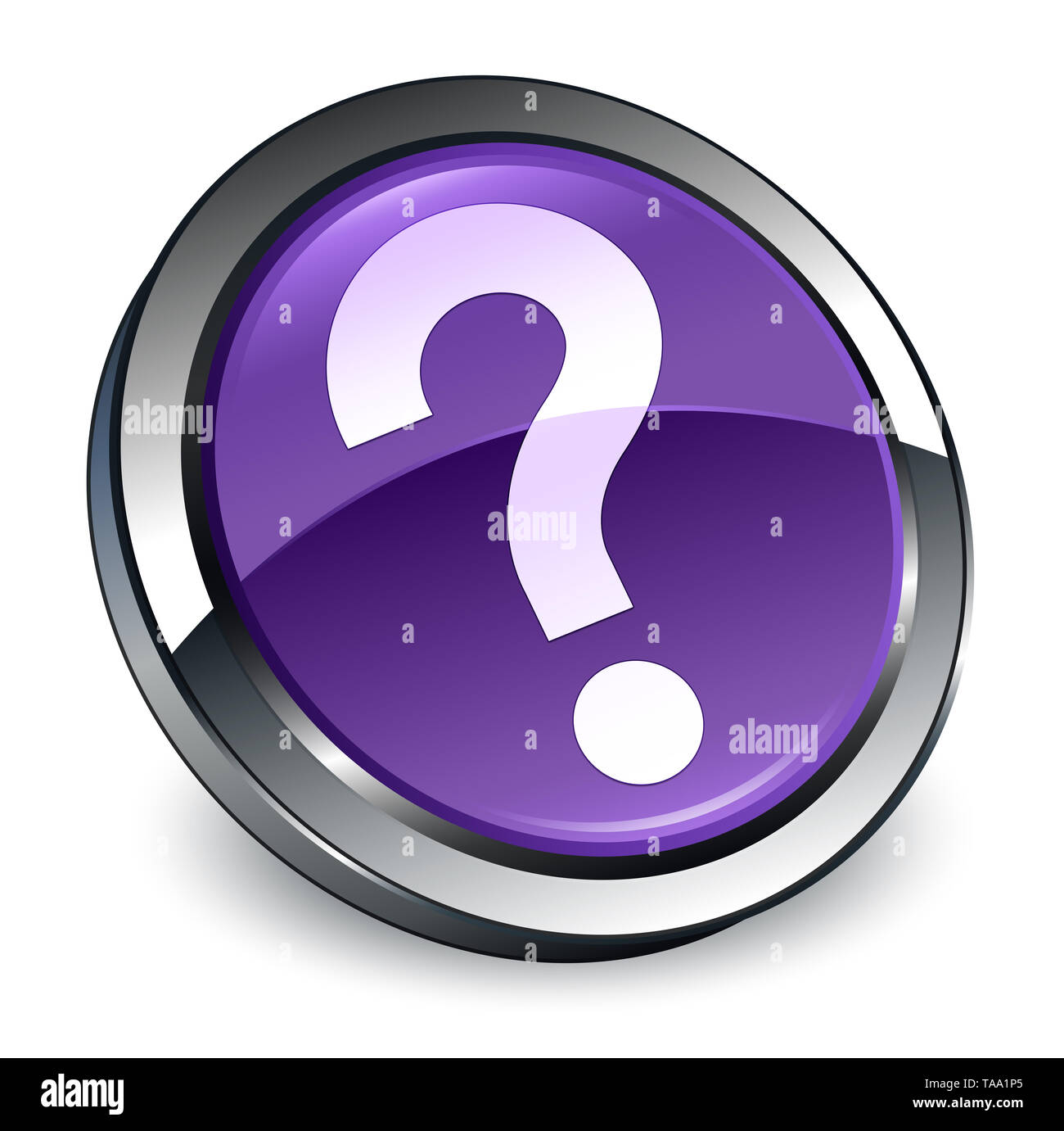 Question mark icon isolated on 3d purple round button abstract ...