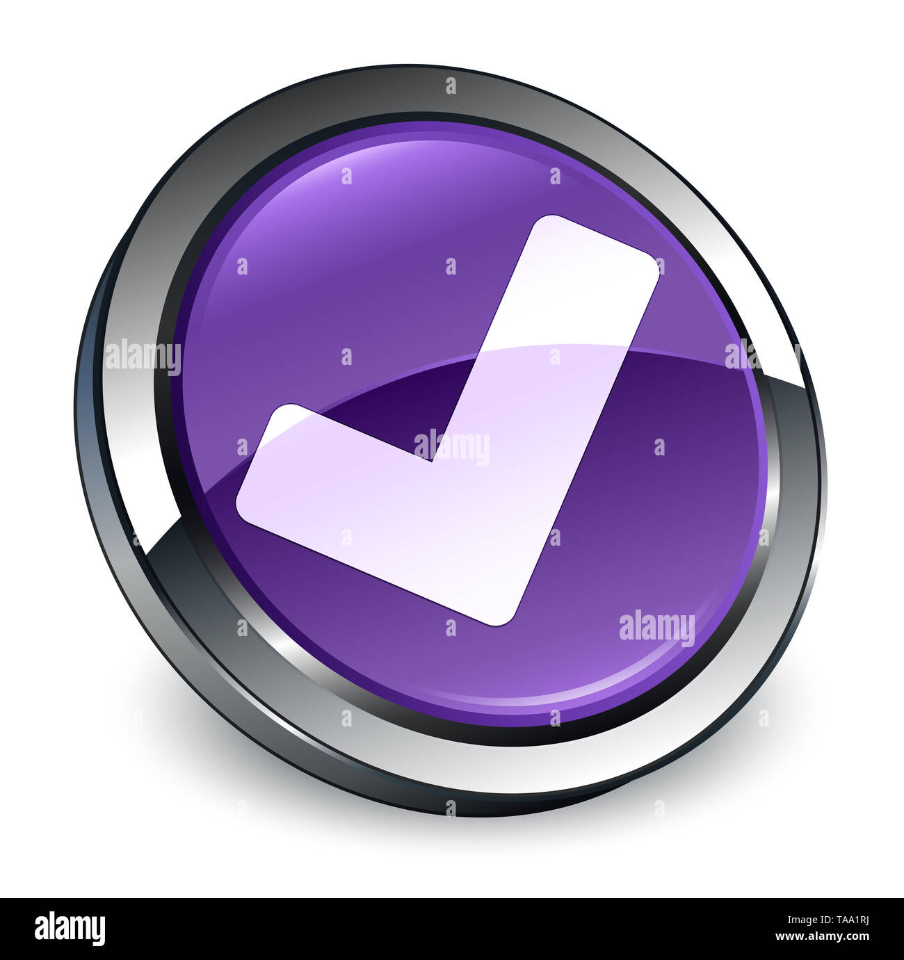 Validate icon isolated on 3d purple round button abstract illustration ...