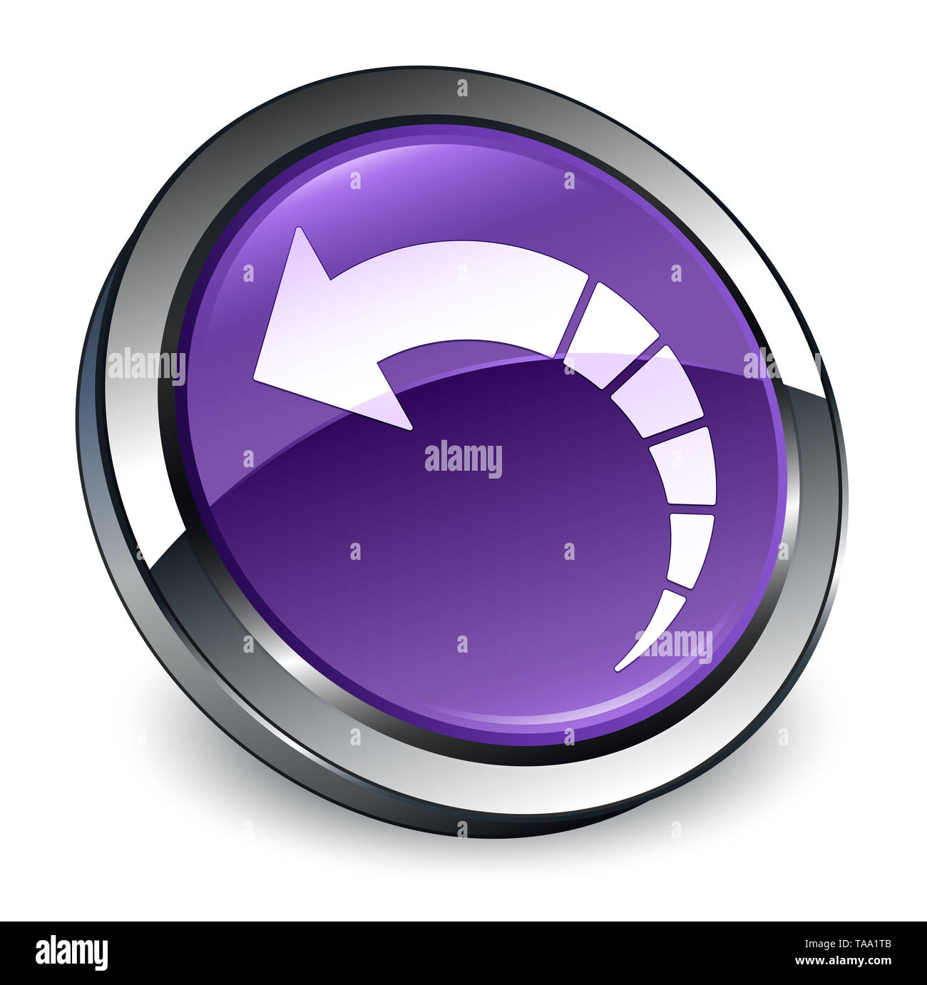 Back arrow icon isolated on 3d purple round button abstract ...