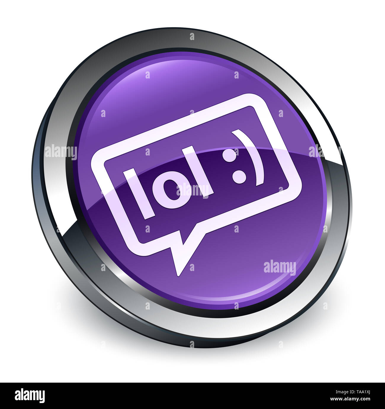 LOL bubble icon isolated on 3d purple round button abstract ...