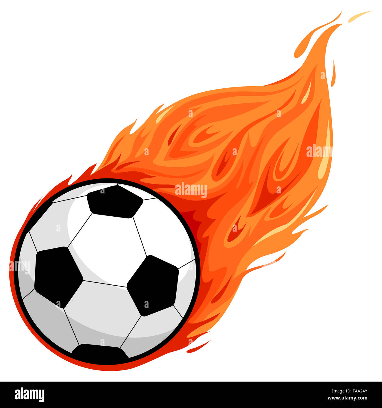 Flaming football on white background. A burning soccer ball Stock Photo ...