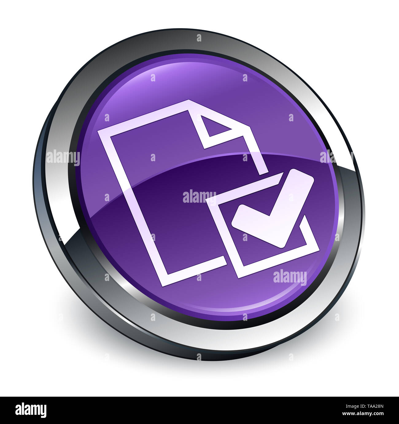Checklist icon isolated on 3d purple round button abstract illustration ...