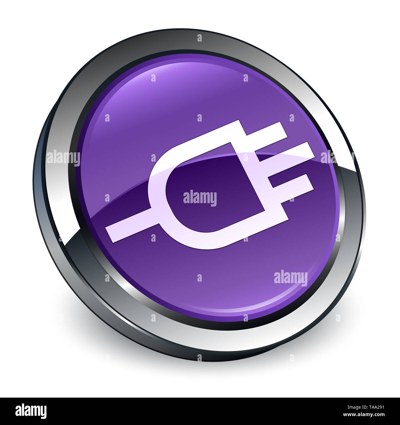 Connect icon isolated on 3d purple round button abstract illustration ...