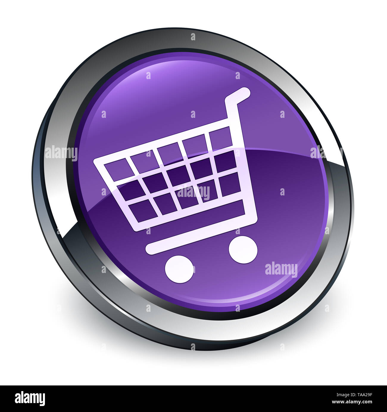 Ecommerce icon isolated on 3d purple round button abstract illustration ...