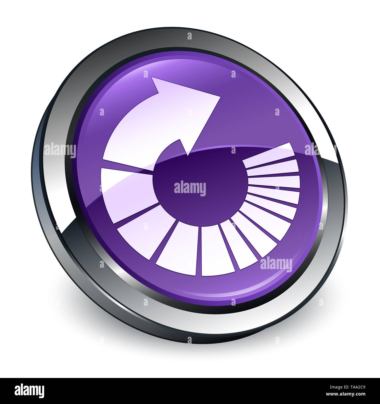 Rotate arrow icon isolated on 3d purple round button abstract ...