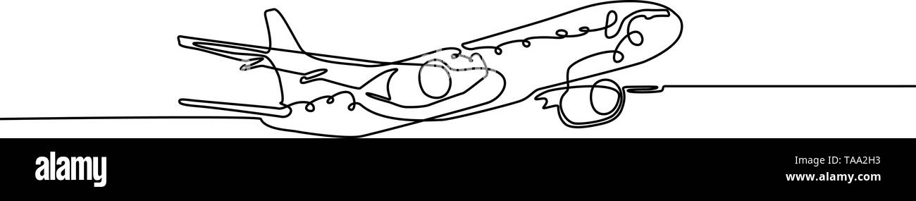 Continuous one line airplane isolated on white background Stock Vector ...