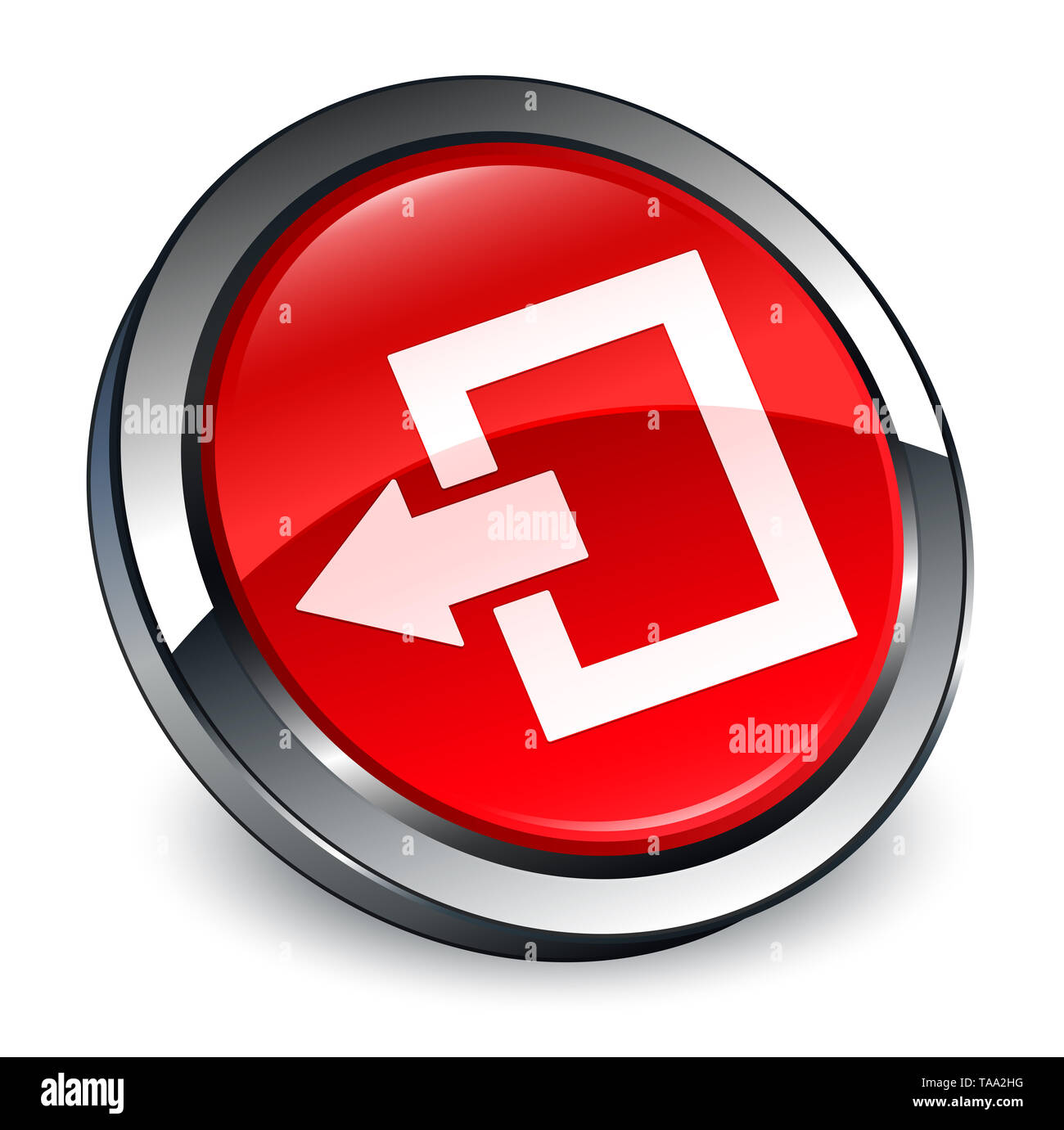 Logout icon isolated on 3d red round button abstract illustration Stock ...