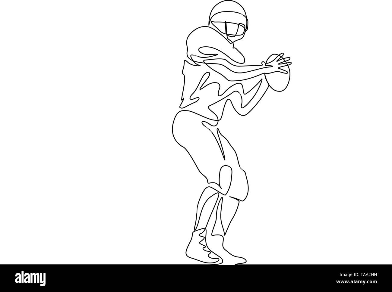 Continuous one line drawing american football player going to make a ...