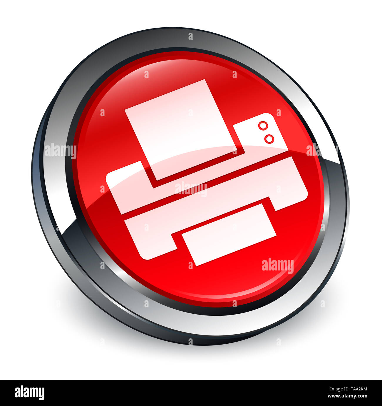 Printer icon isolated on 3d red round button abstract illustration ...