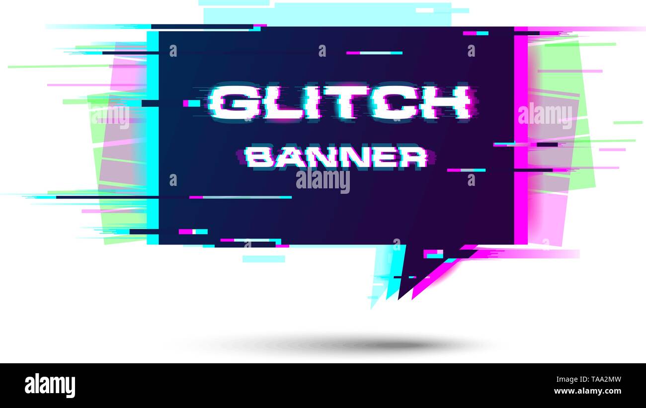 Glitch banner with copyspace. Promotion banner, price tag, speech ...