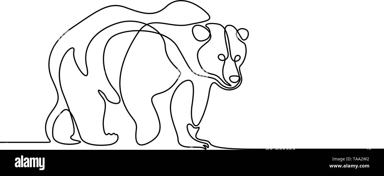 Continuous line going bear on white background Stock Vector Image & Art ...