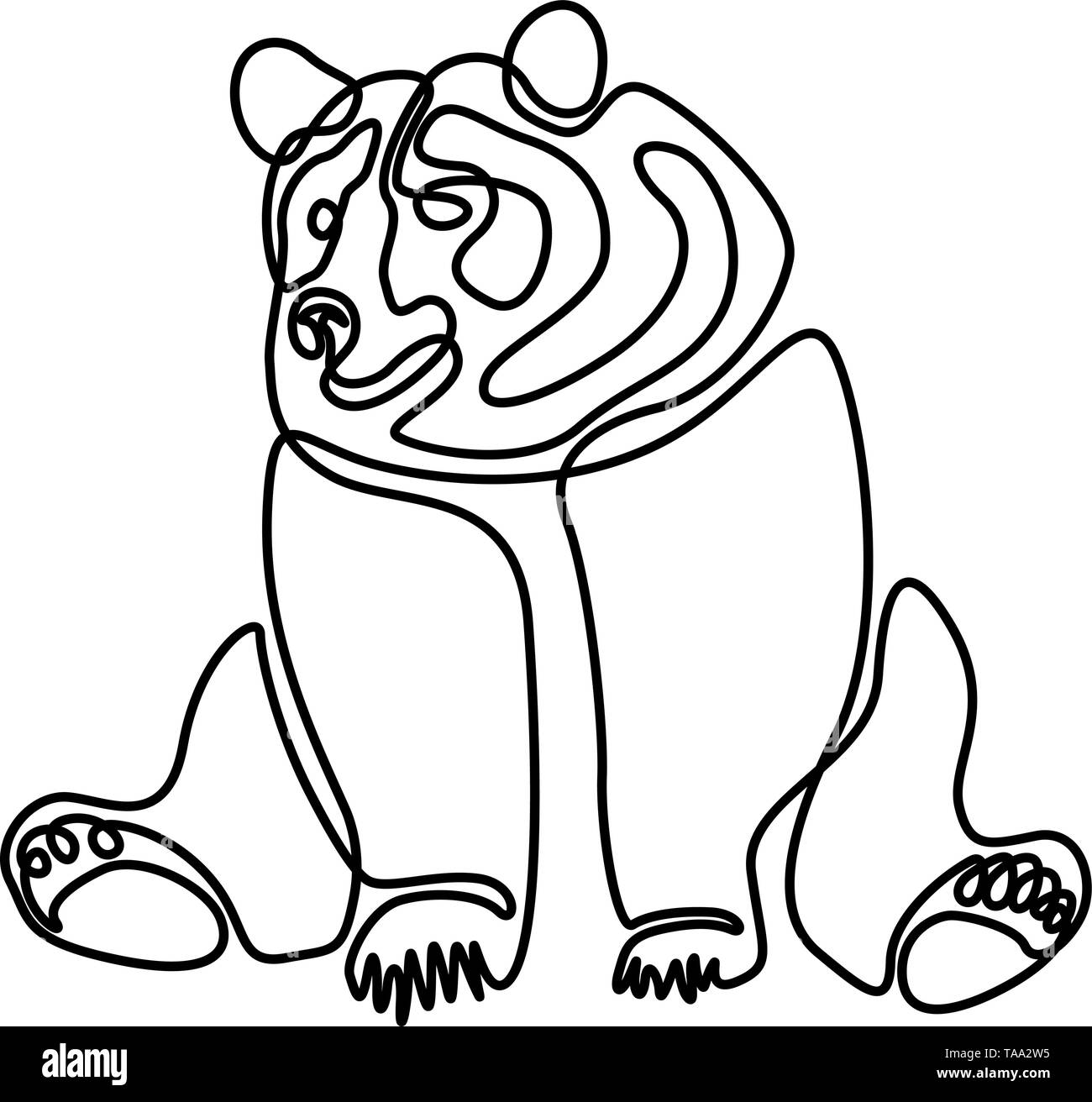 Continuous one line Sitting bear. Vector illustration Stock Vector ...