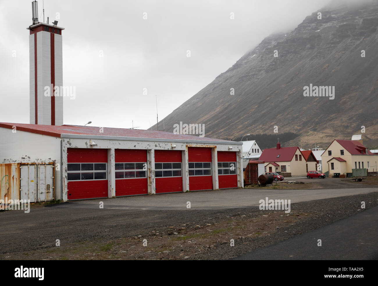 Fire station in isafjordour, Iceland Stock Photo - Alamy