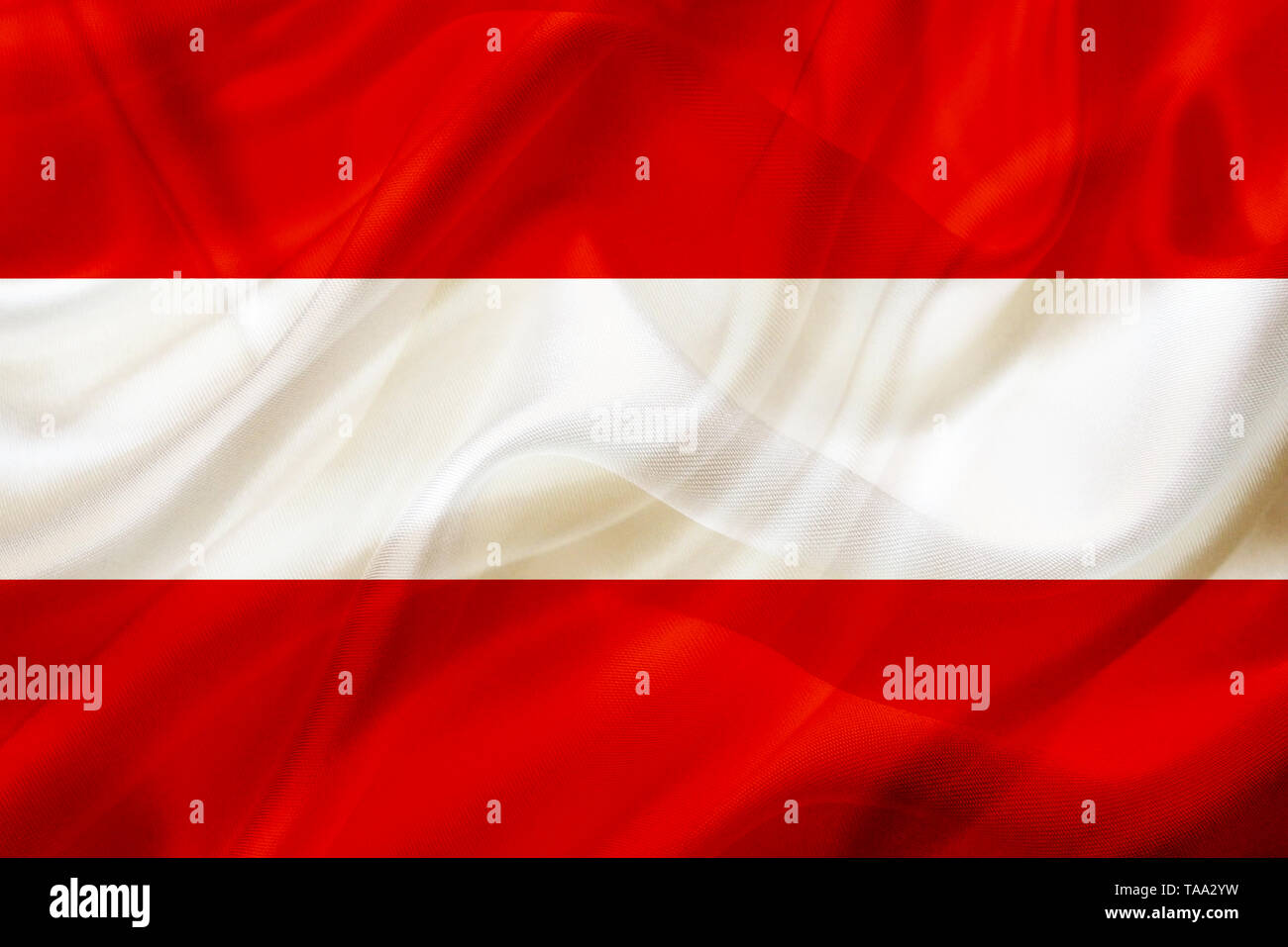Austria country flag symbol on silk or silky waving texture. Smooth ...