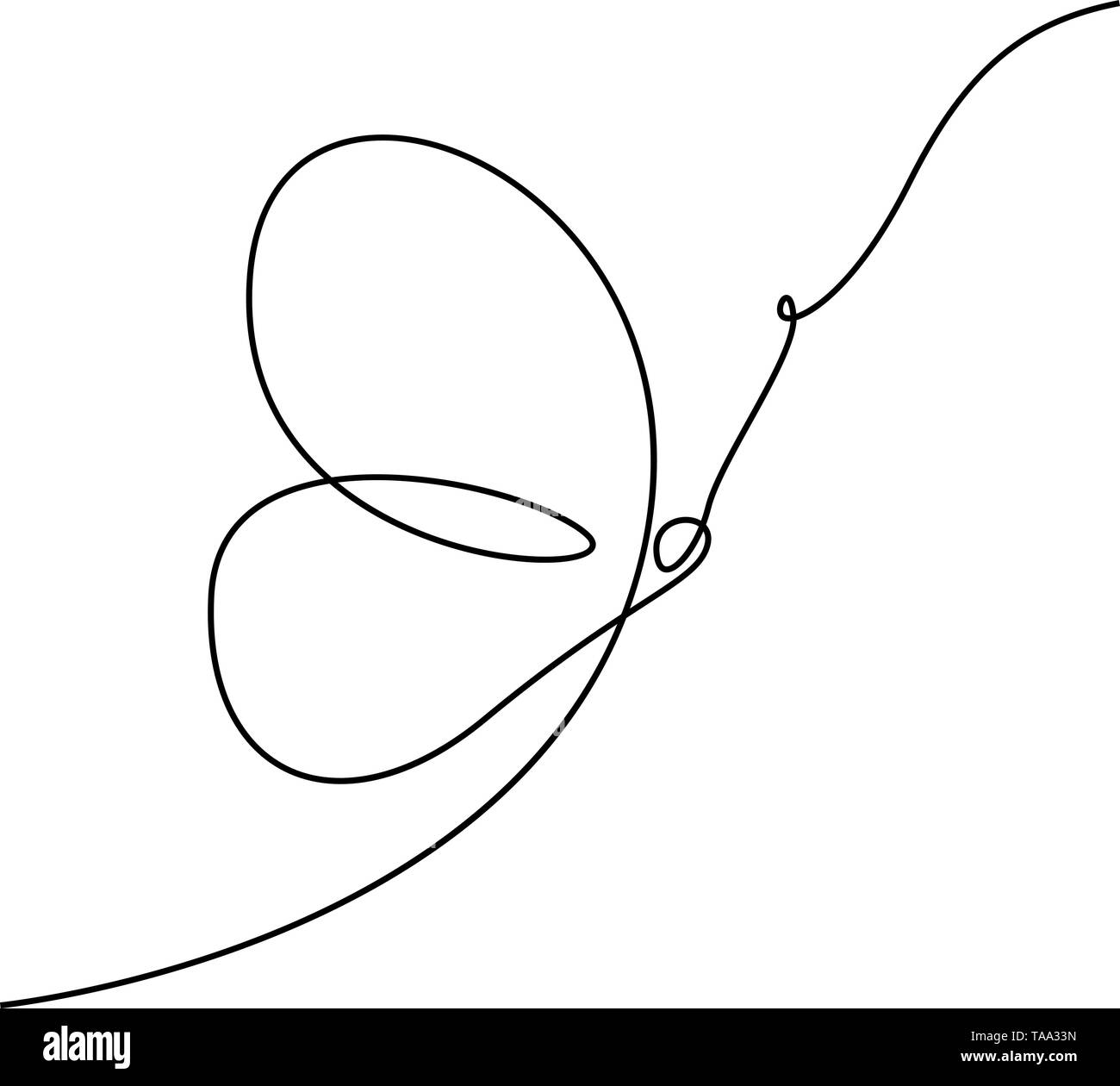 One Continuous line Butterfly. Nature, Vector illustration Stock Vector ...