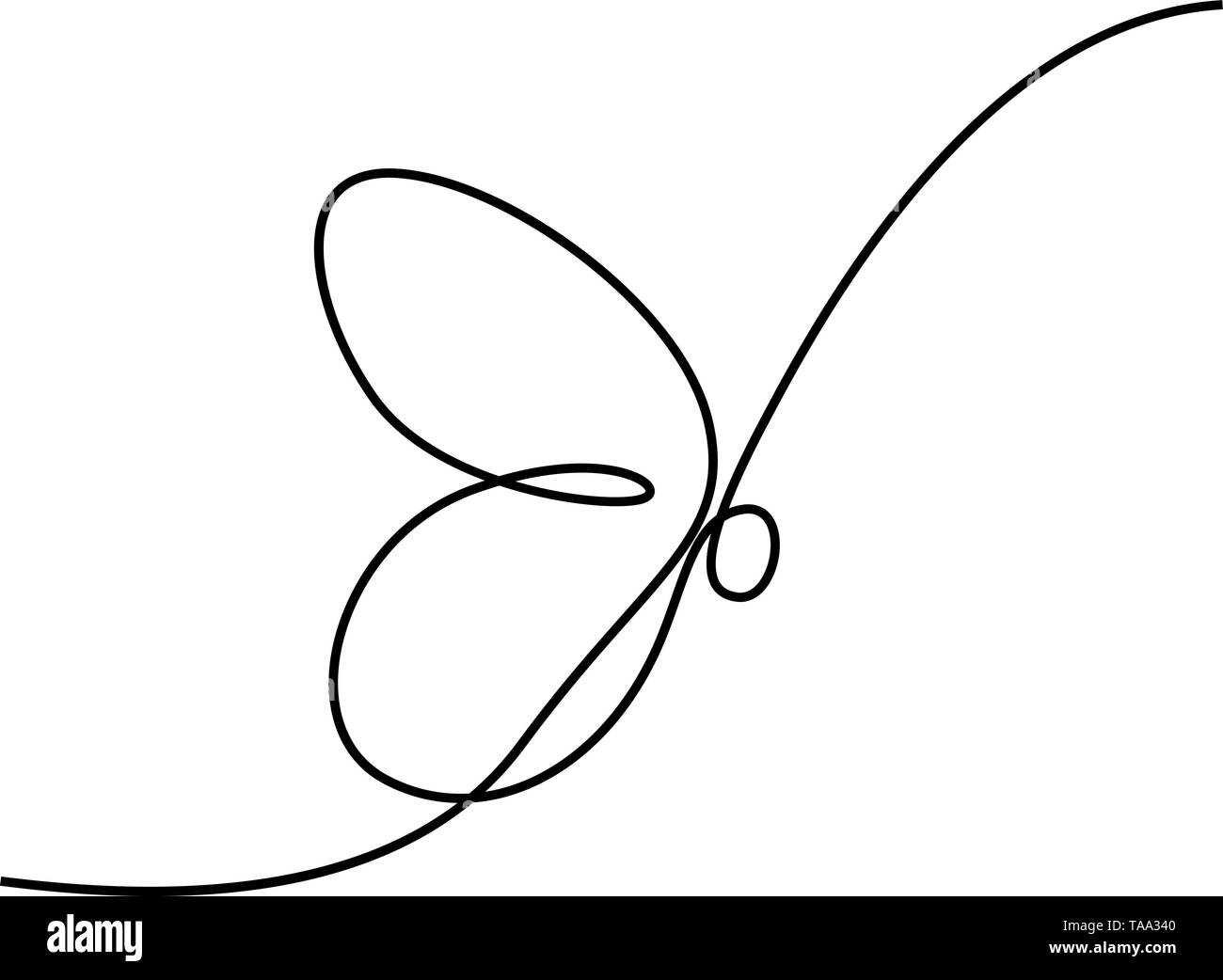 Continuous line drawing Butterfly on white background. Vector ...