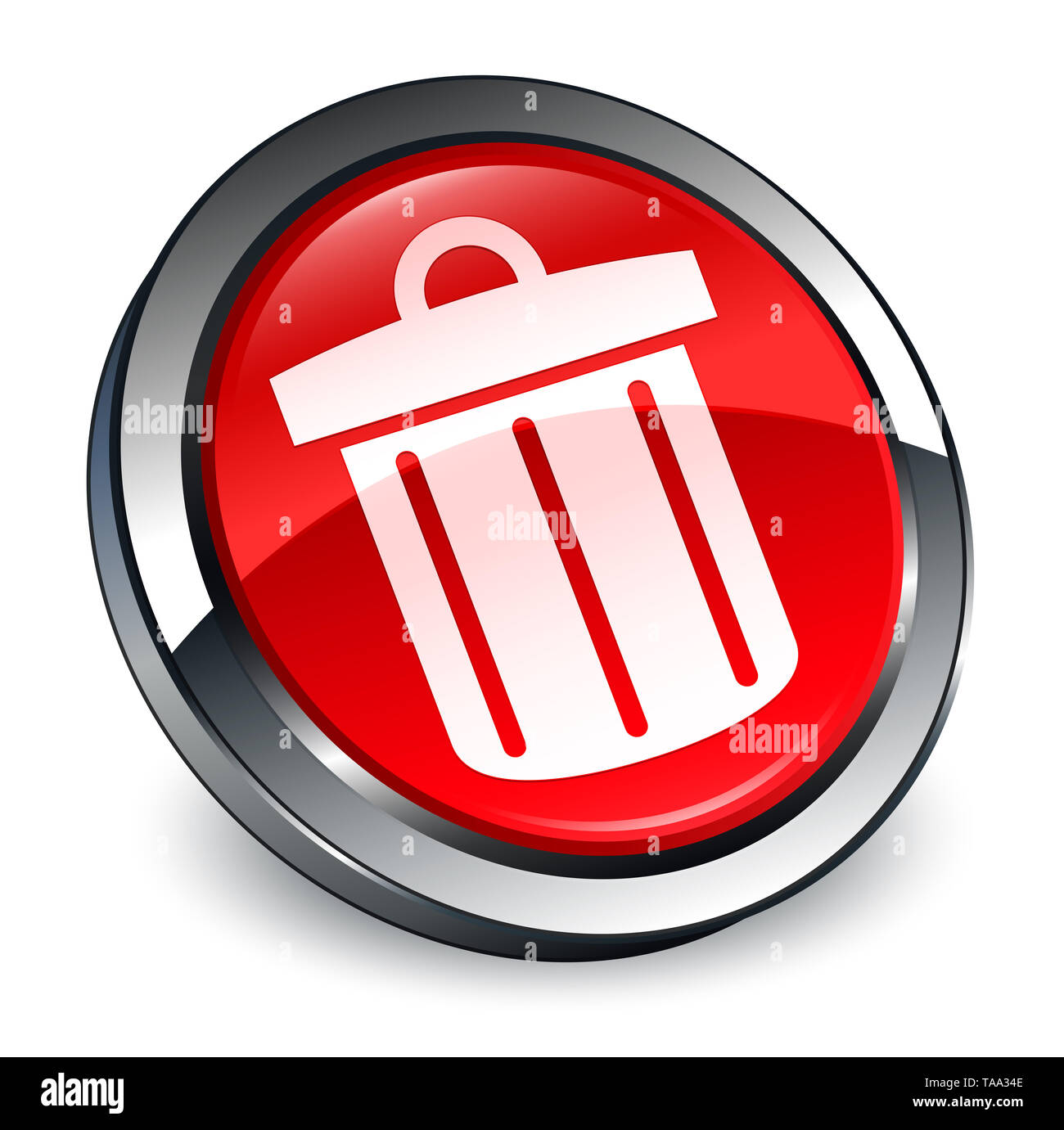 Recycle bin icon isolated on 3d red round button abstract illustration ...