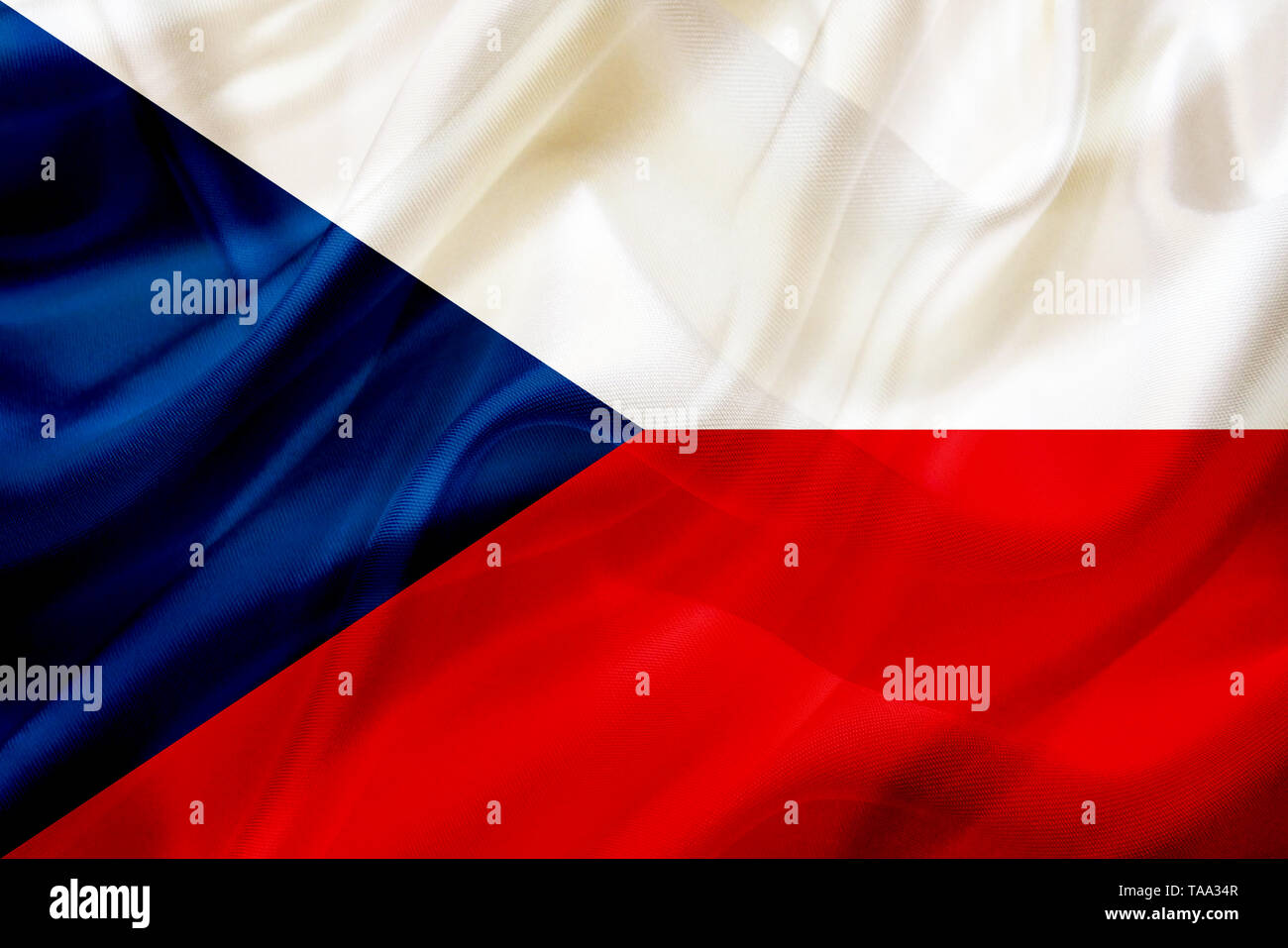 Czech Republic country flag symbol on silk or silky waving texture ...