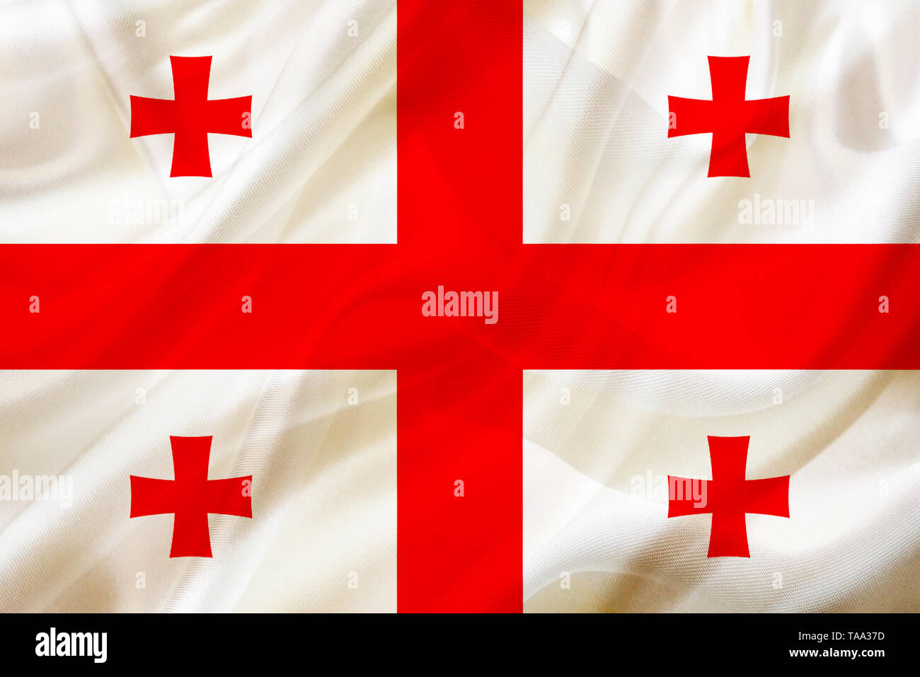 Georgia country flag symbol on silk or silky waving texture. Smooth ...