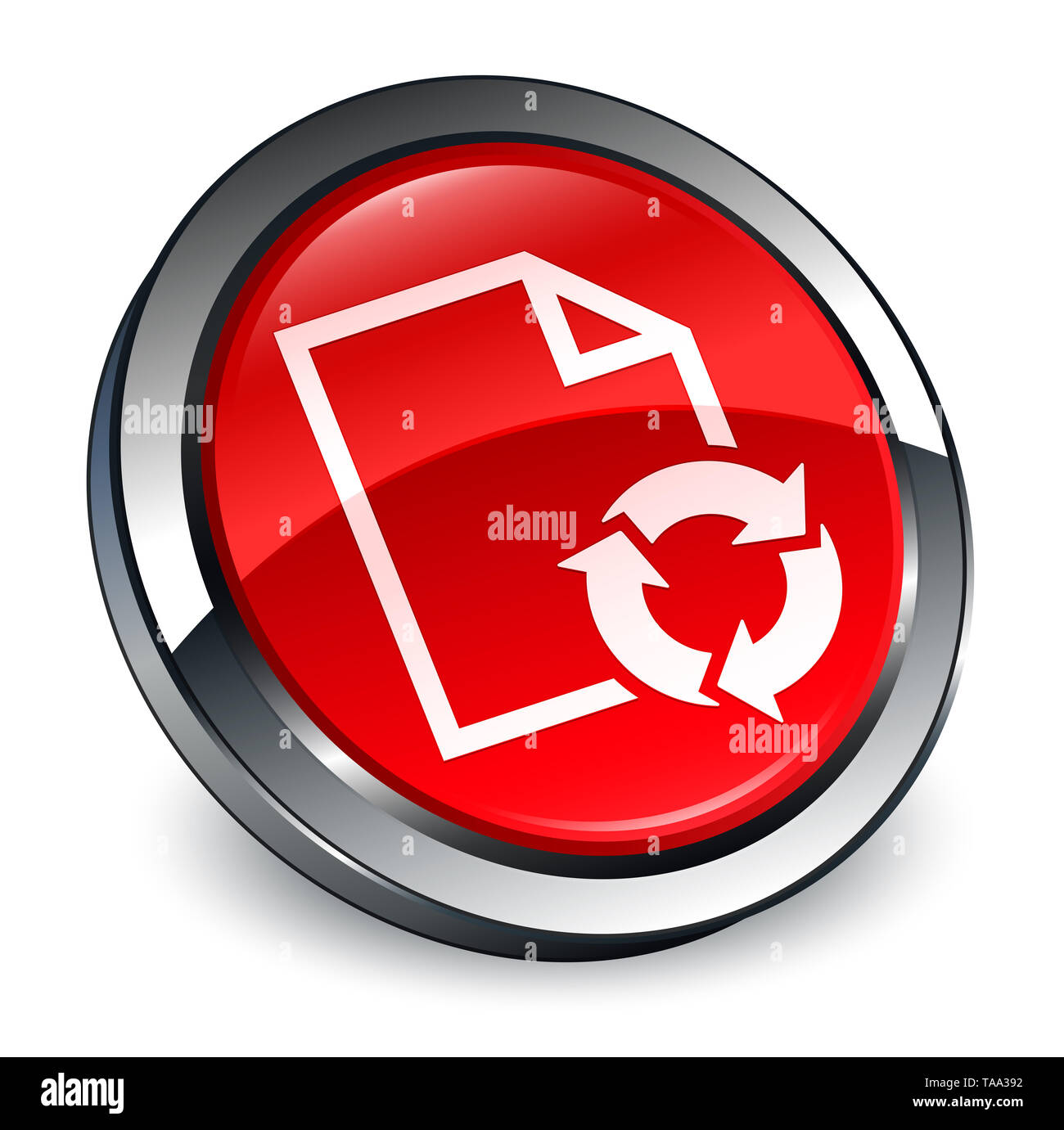 Document process icon isolated on 3d red round button abstract ...