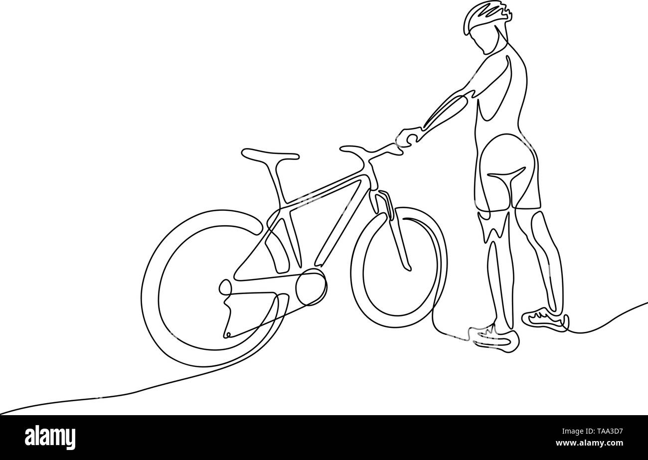Hand drawn illustration drawing cyclist Black and White Stock Photos ...