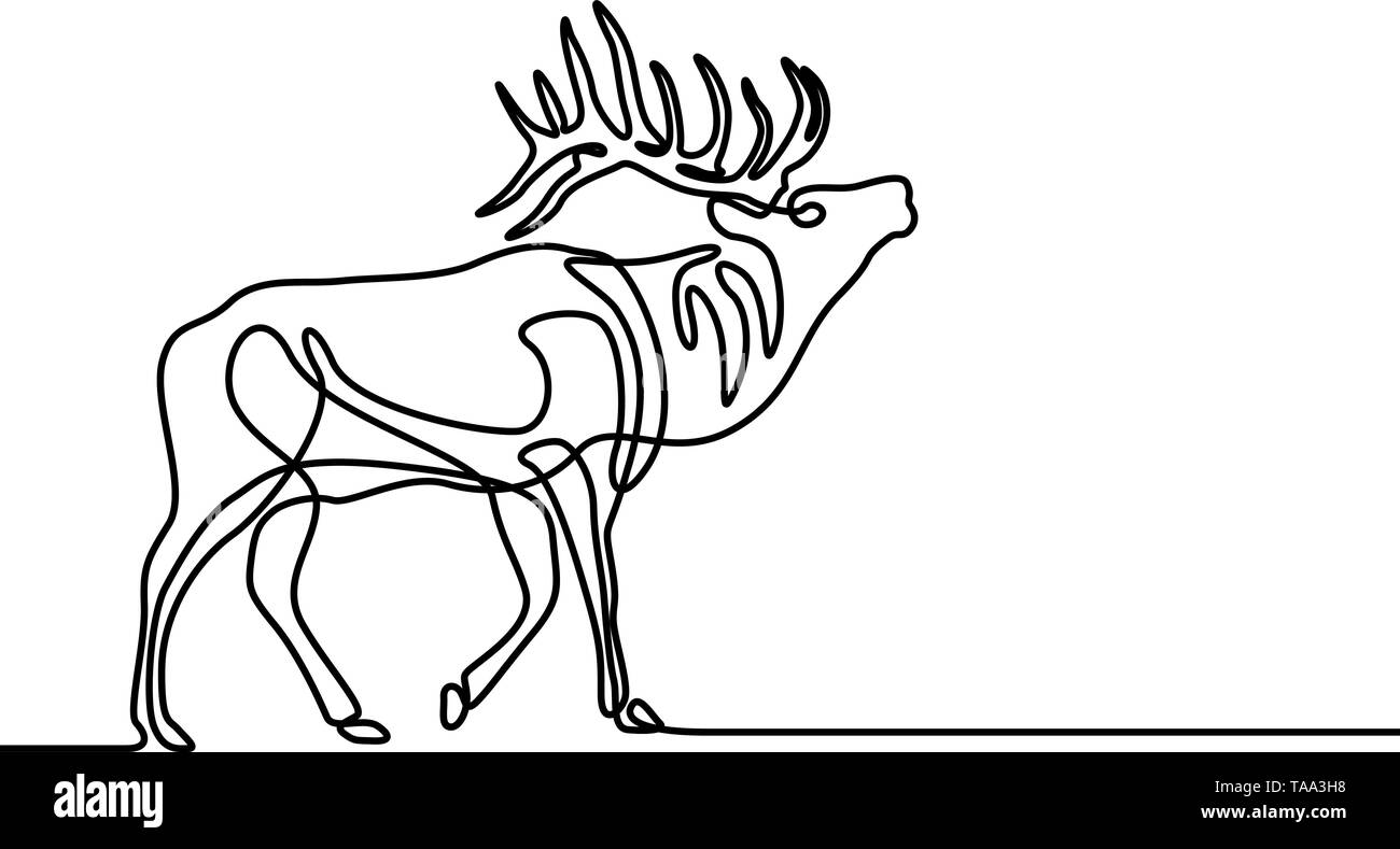 Continuous one line howling Elk. Vector illustration Stock Vector Image ...