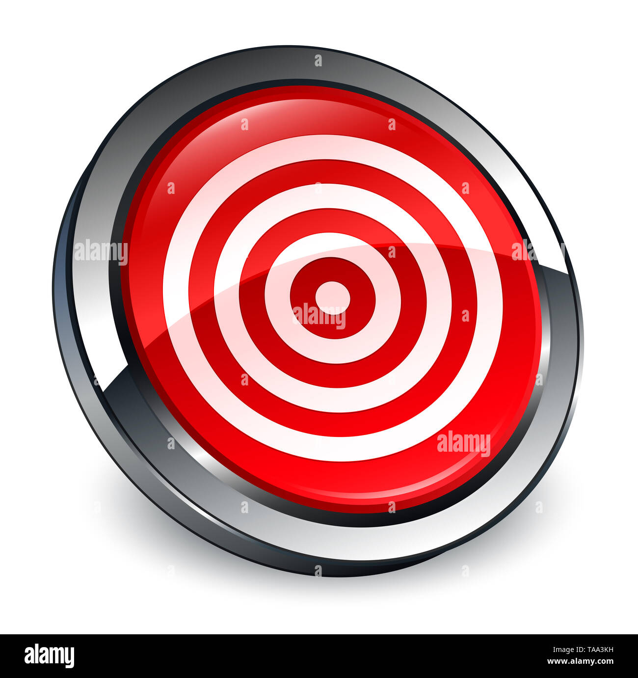 Target icon isolated on 3d red round button abstract illustration Stock ...