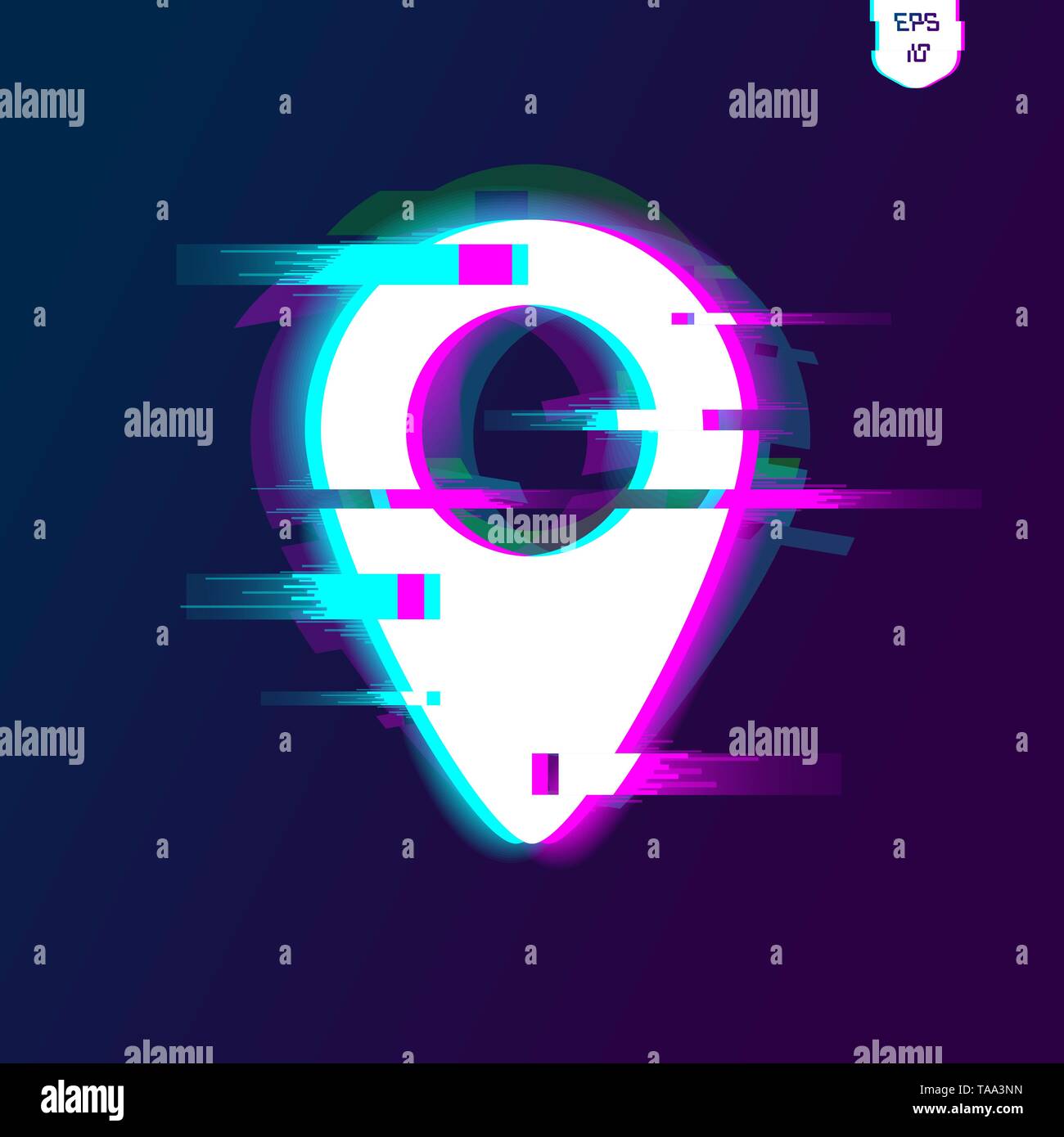 Maps pin with glitch effect. Pointer, arrow, marker, geomarker Stock ...