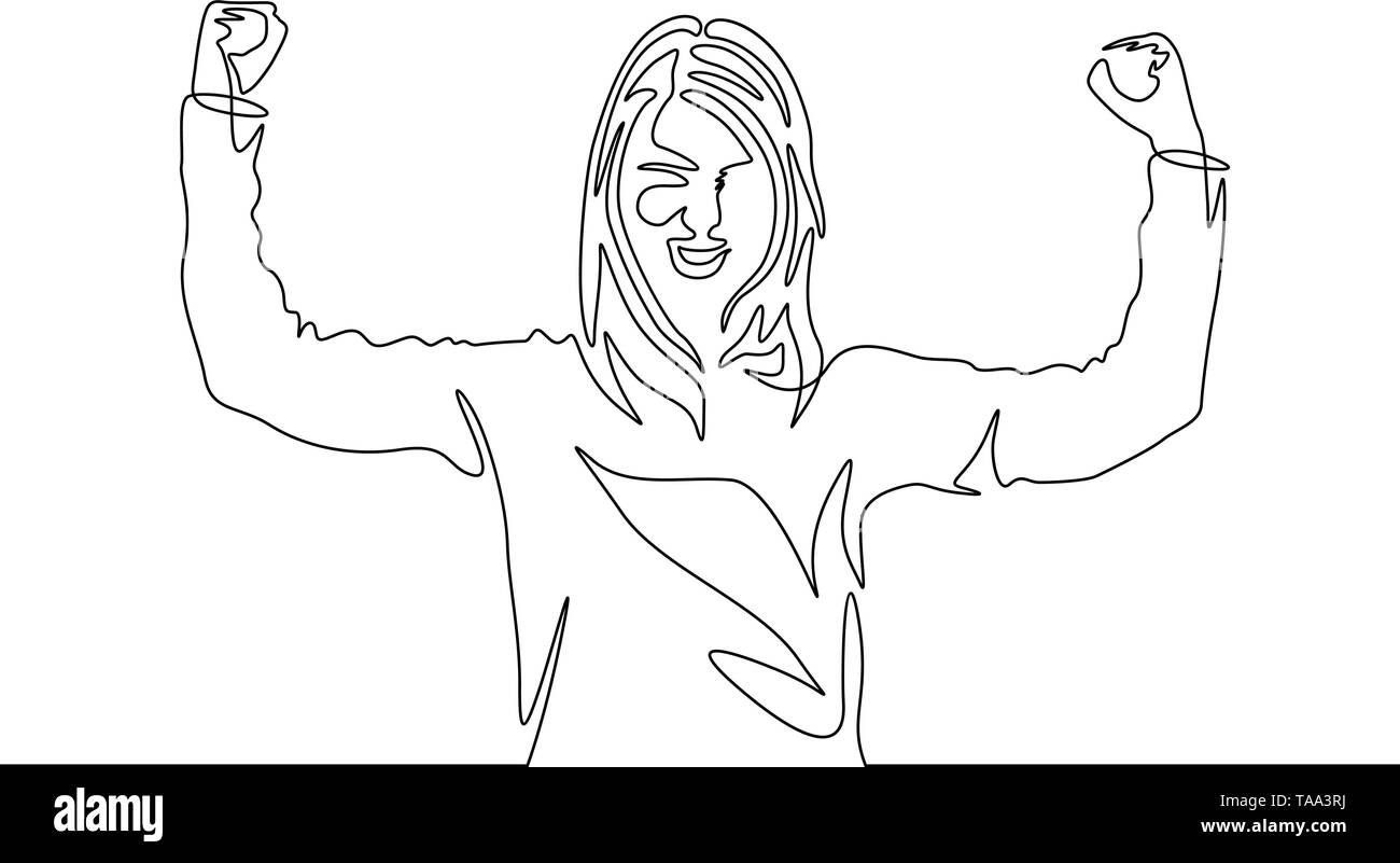 Continuous one line drawing Girl power pose Stock Vector Image & Art ...
