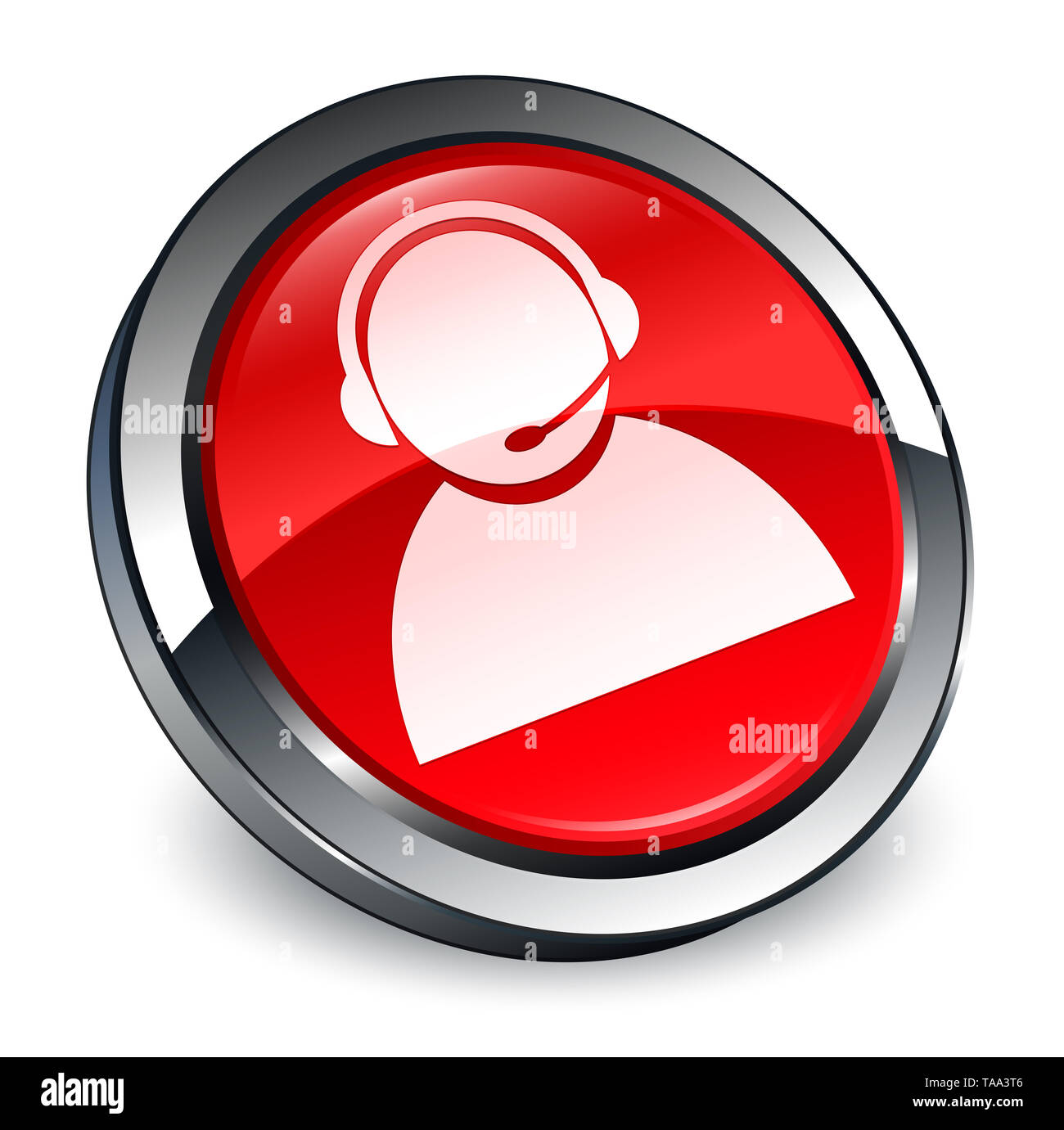 Customer care icon isolated on 3d red round button abstract ...