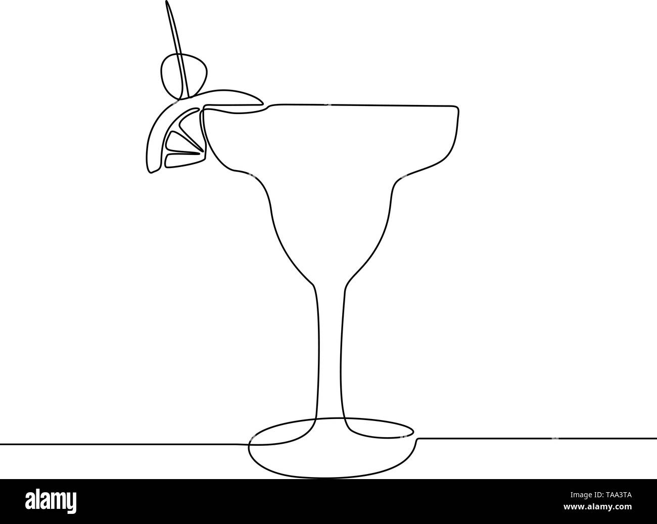 Glass with cocktail continuous one line vector illustration Stock ...