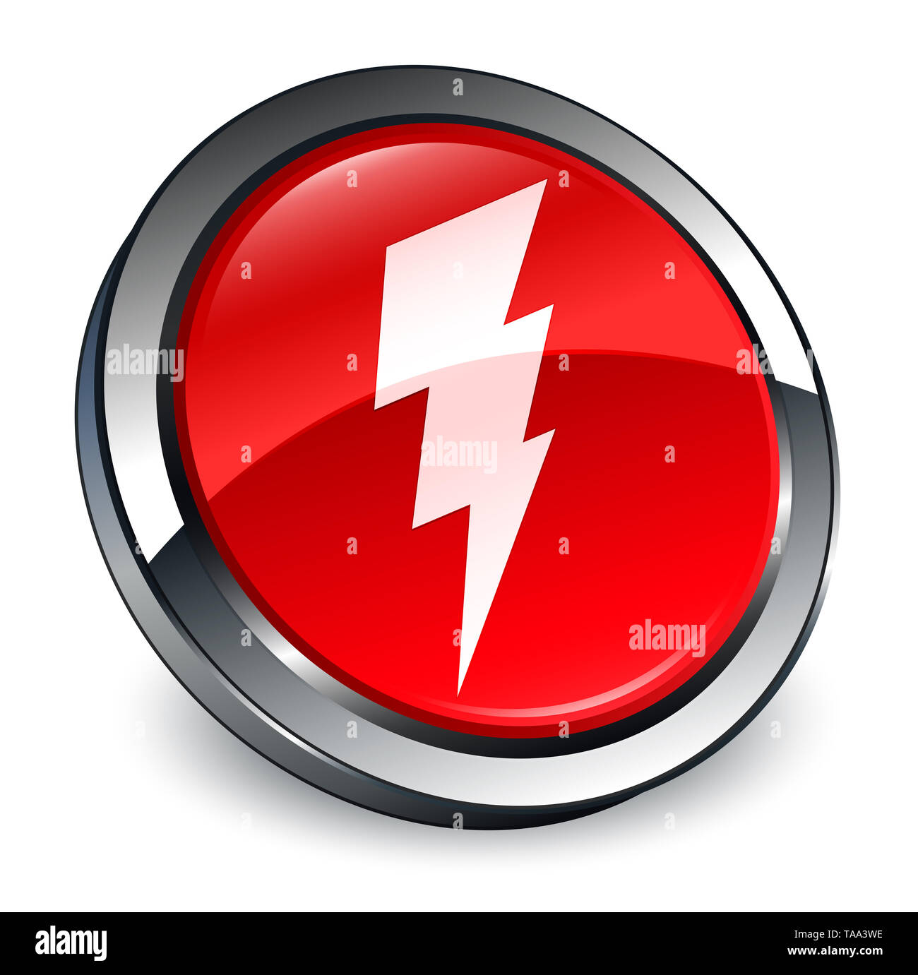 Electricity icon isolated on 3d red round button abstract illustration ...