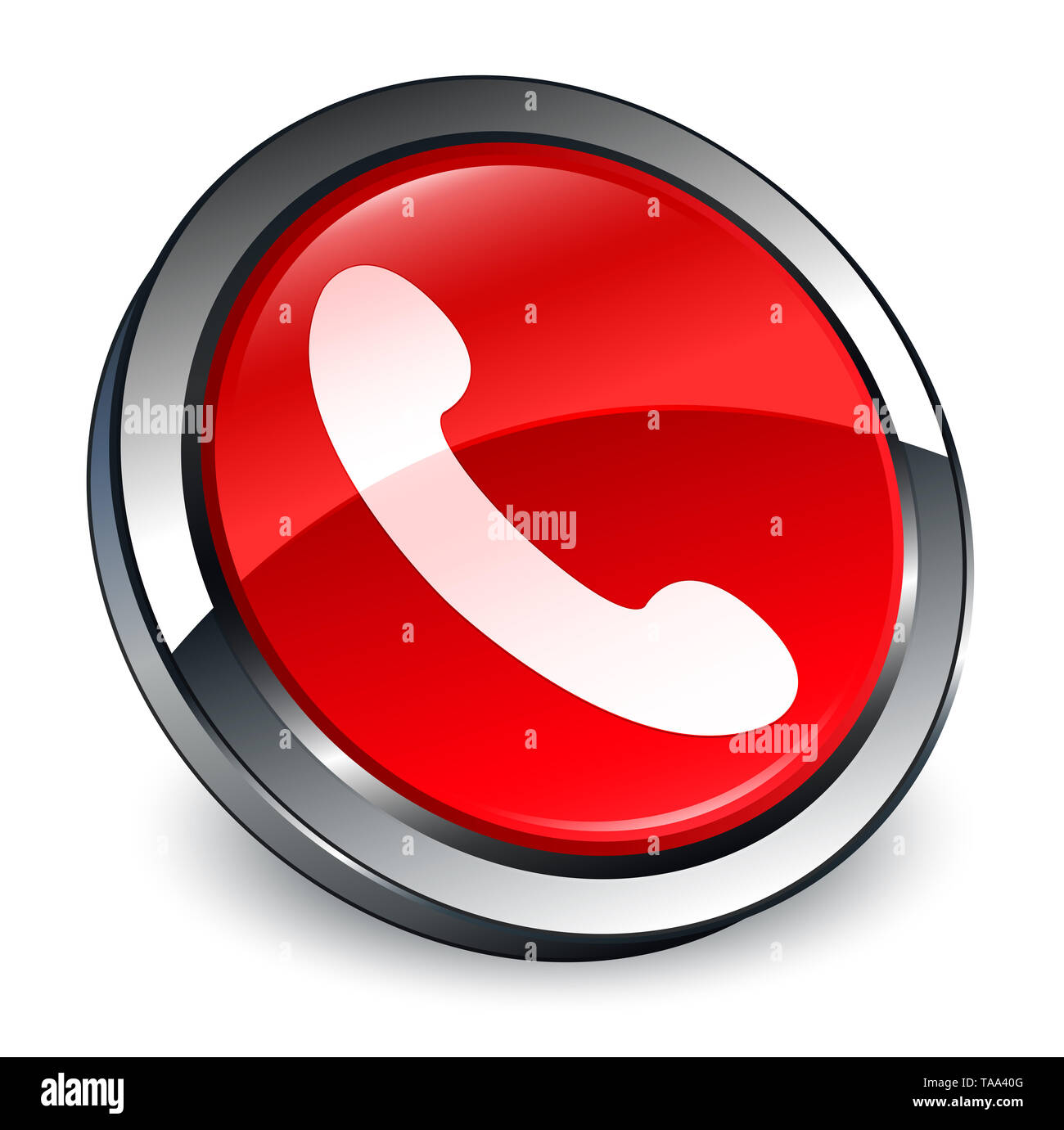 Phone icon isolated on 3d red round button abstract illustration Stock ...