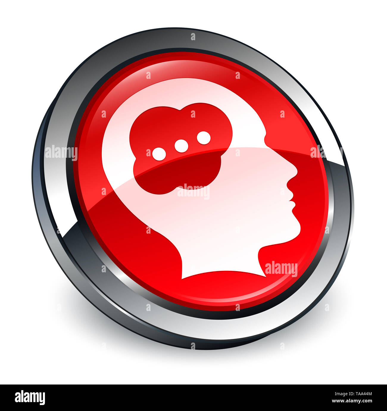 Brain head icon isolated on 3d red round button abstract illustration ...