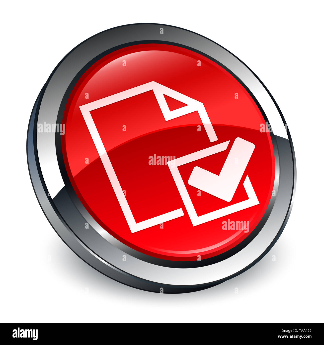 Checklist icon isolated on 3d red round button abstract illustration ...