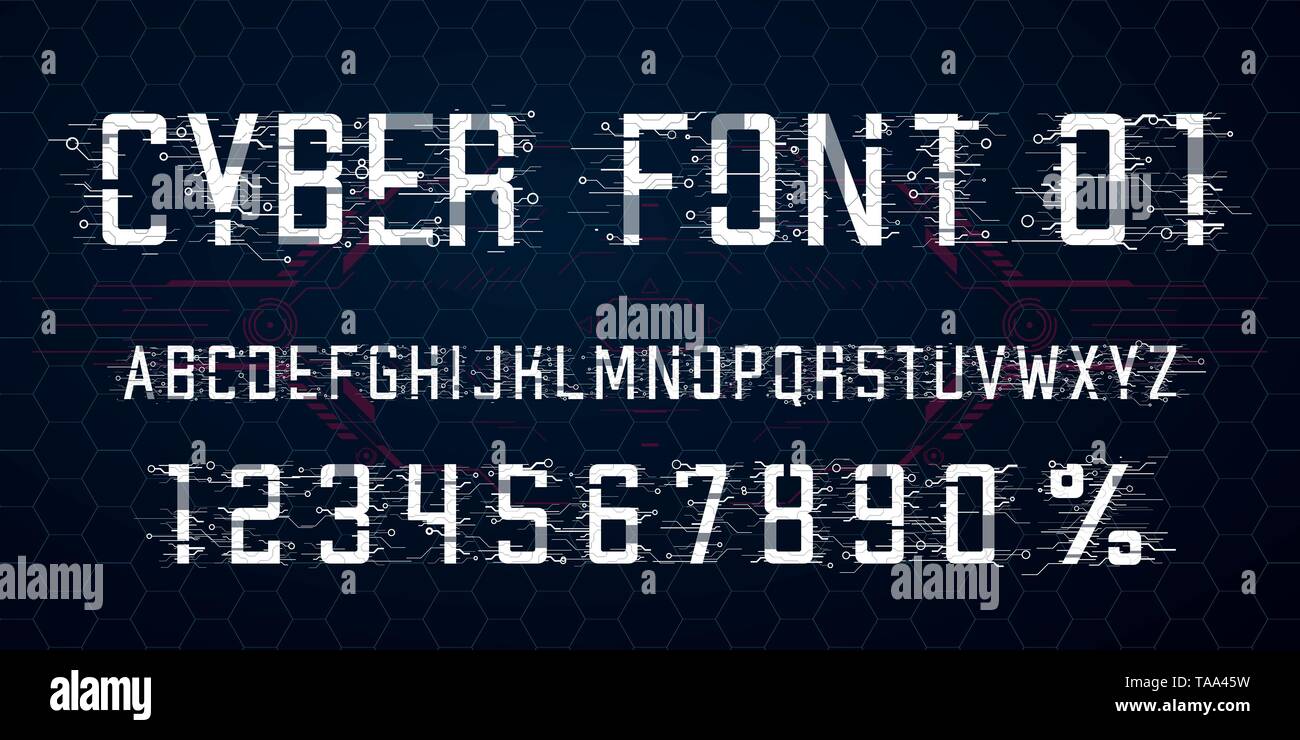 Digital vector Font design. Letters, Numbers and percent symbol for ...