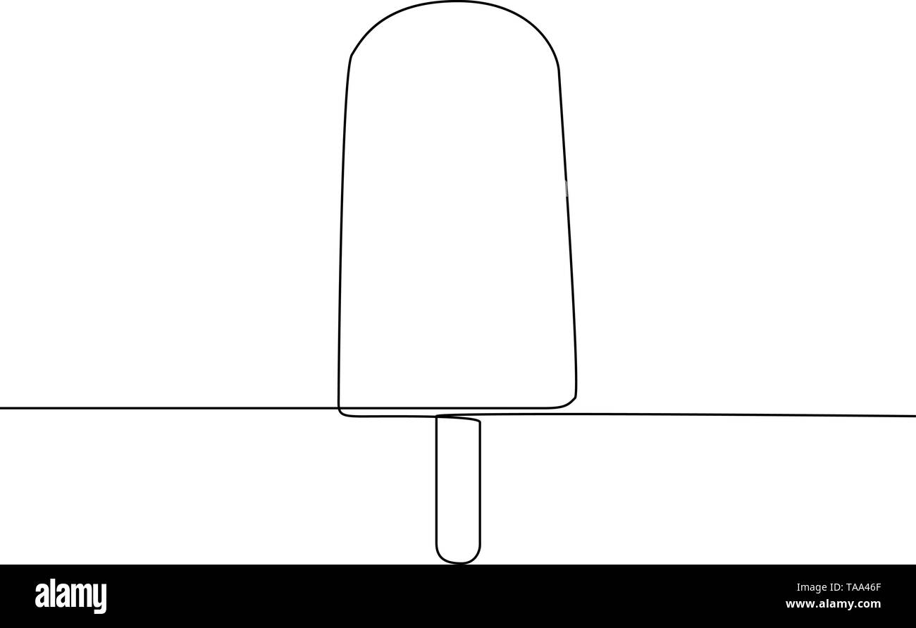 Continuous line Ice lolly or ice cream. One line drawing vector ... Continuous line Ice lolly or ice cream. One line drawing vector ...