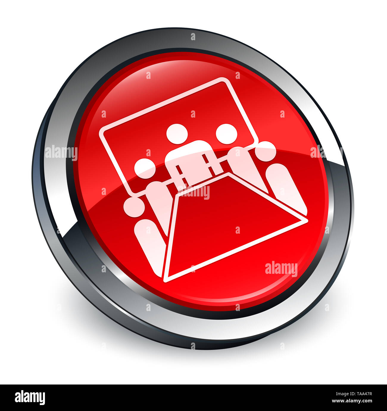 Meeting room icon isolated on 3d red round button abstract illustration ...