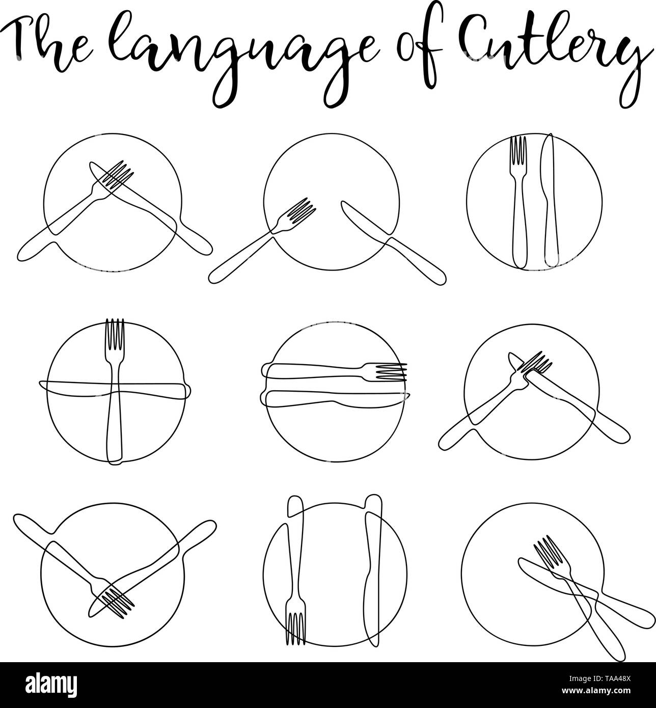 Cutlery Signs Table Etiquette Set Vector Stock Vector (Royalty Free ...